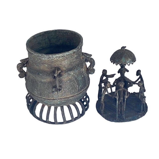 African Cast Bronze Vessel Kuduo Ashanti Tribe Ghana 12" H | Chairish