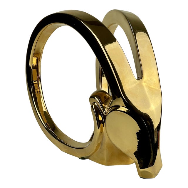 Vintage 18k Gold Gilded Ceramic Ram Head Sculpture by Jaru - Circa 1980 ...