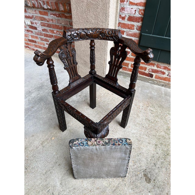 19th Century Antique English Corner Arm Chair Carved Oak Renaissance ...