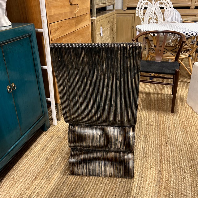 Black Wash Pencil Reed Rattan Snake Style Chair | Chairish