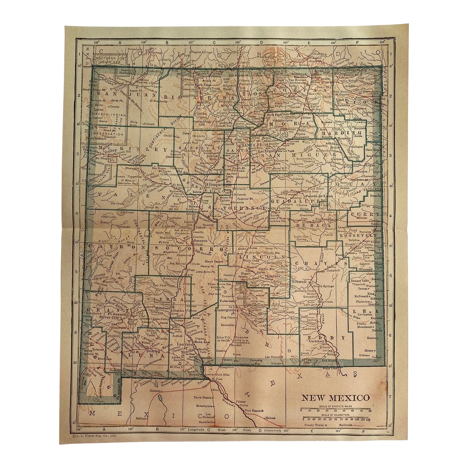 1920s New Mexico State Map | Chairish
