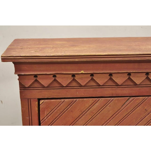 Antique French Country Red Distress Painted One Door Wooden Cupboard ...