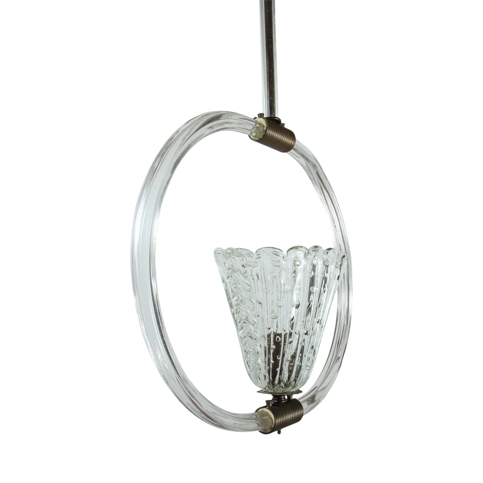Murano Glass With Brass Detailing Pendant Fixture | Chairish