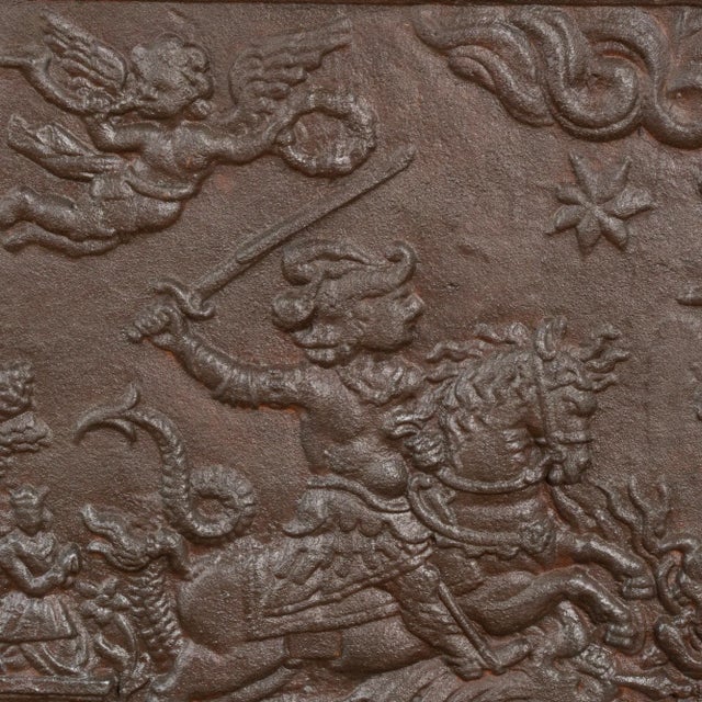 Cast Iron Fire Back With Soldier on Horseback, Sweden Circa 1760-1800 ...