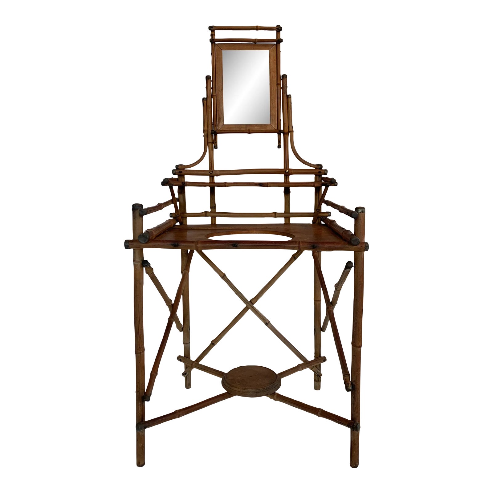 Late 19th Century Antique Bamboo Sink Basin Stand | Chairish