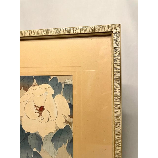 Early 20th Century “Peony in the Rain” Japanese Woodcut Art by Koho ...