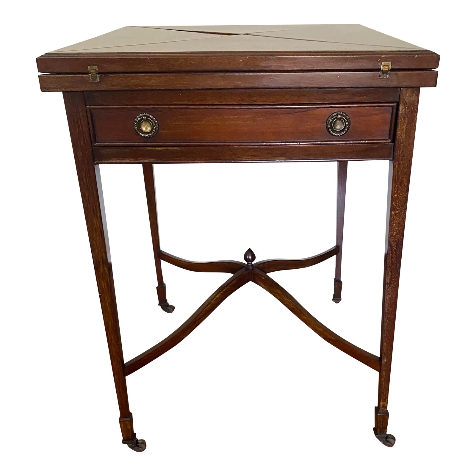 Antique Edwardian English Mahogany Envelope Game Table | Chairish