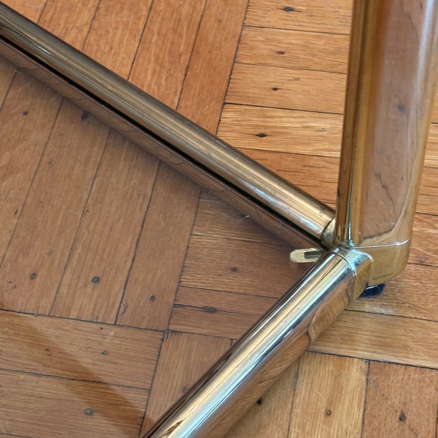 Mid-Century Modern Two-Tier Glass Top Brass Side Table | Chairish