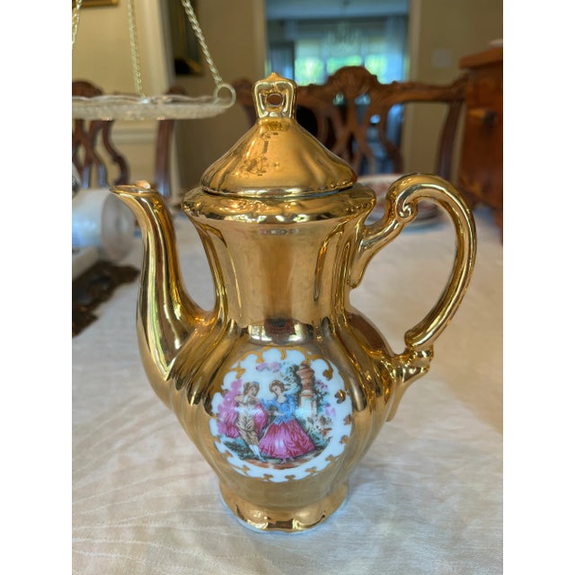 Antique Gold Gilt Porcelain Tea Set- 17 Pieces | Chairish