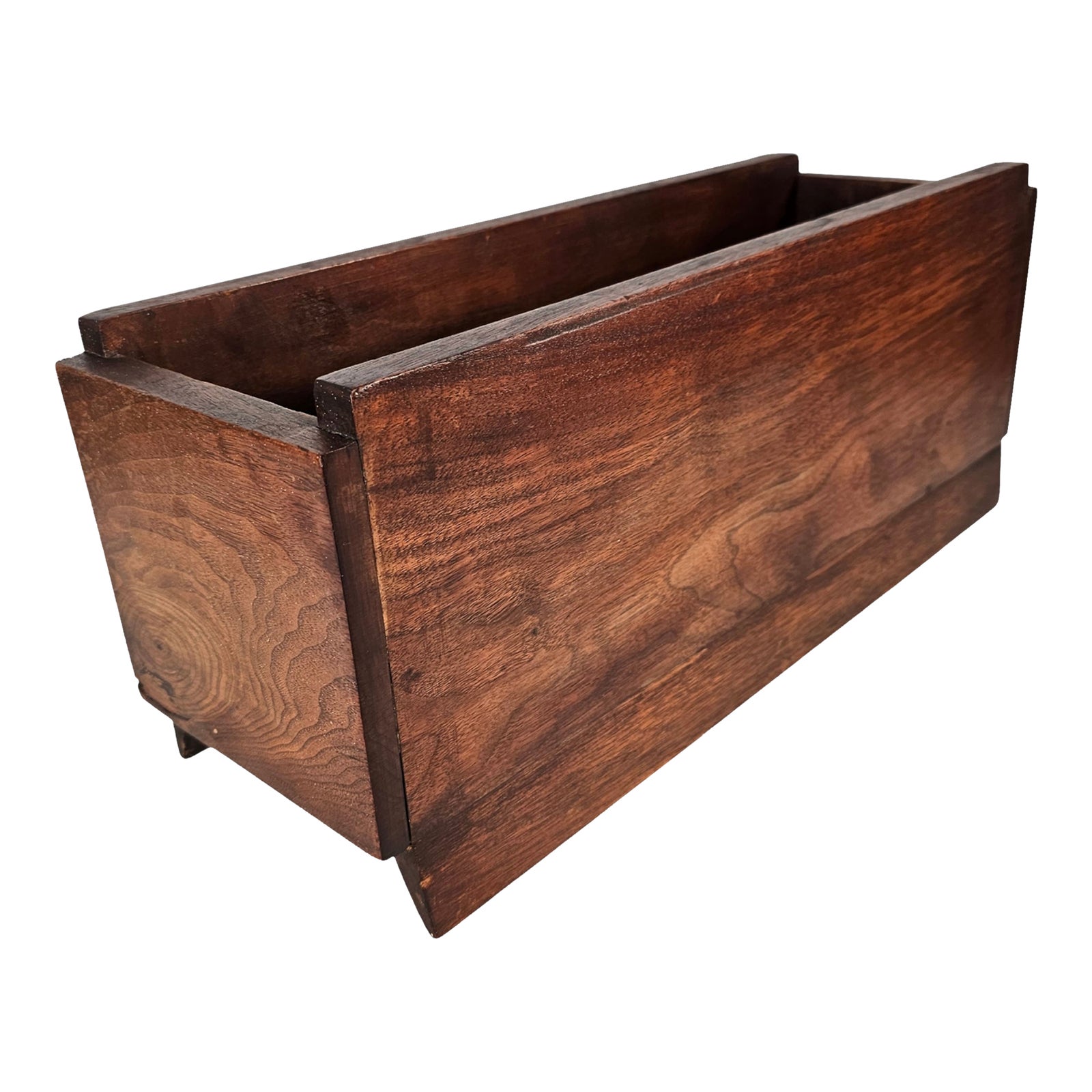 MCM Walnut Planter Box Trough Wood Box 19" | Chairish