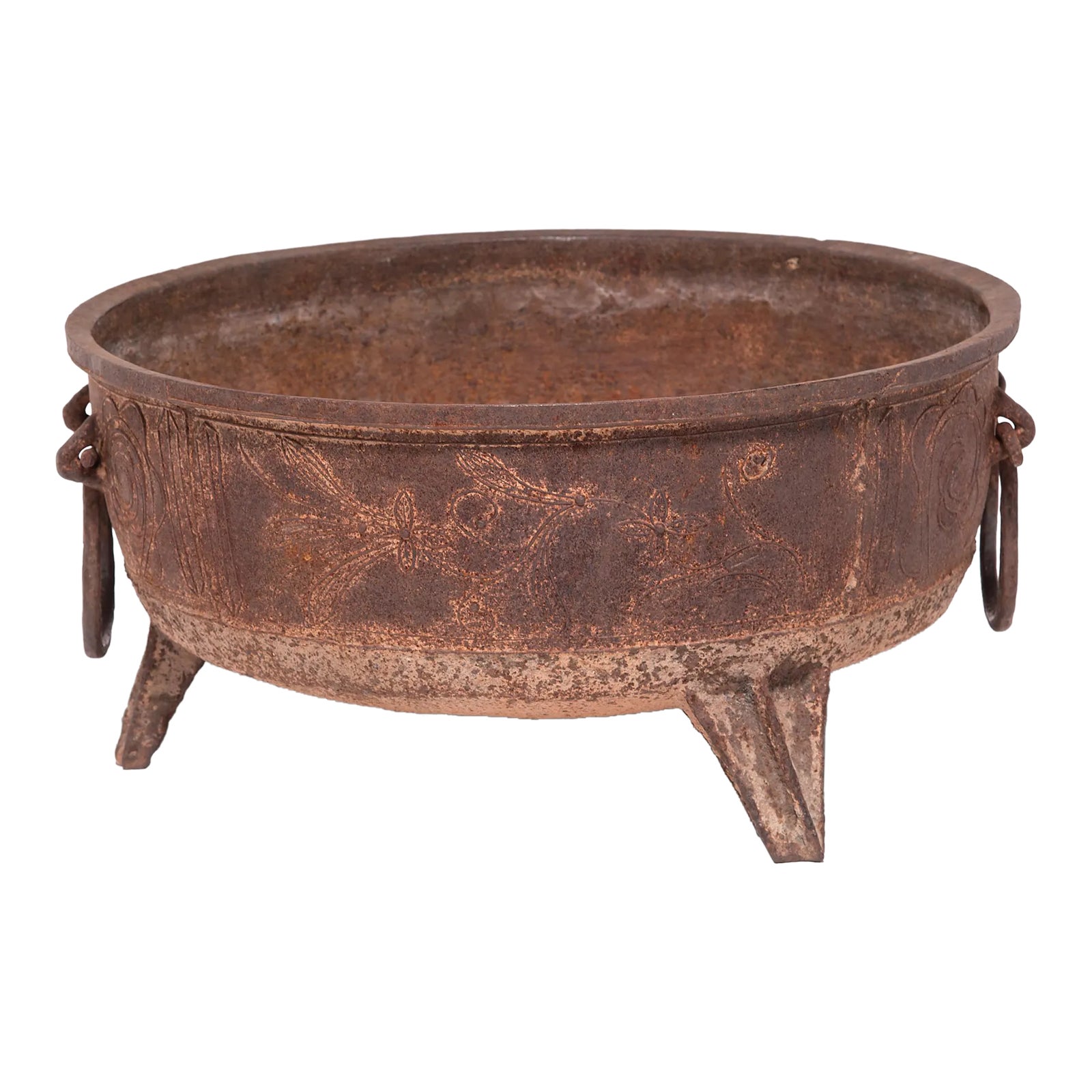 Antique Low Iron Basin With Trailing Vines | Chairish