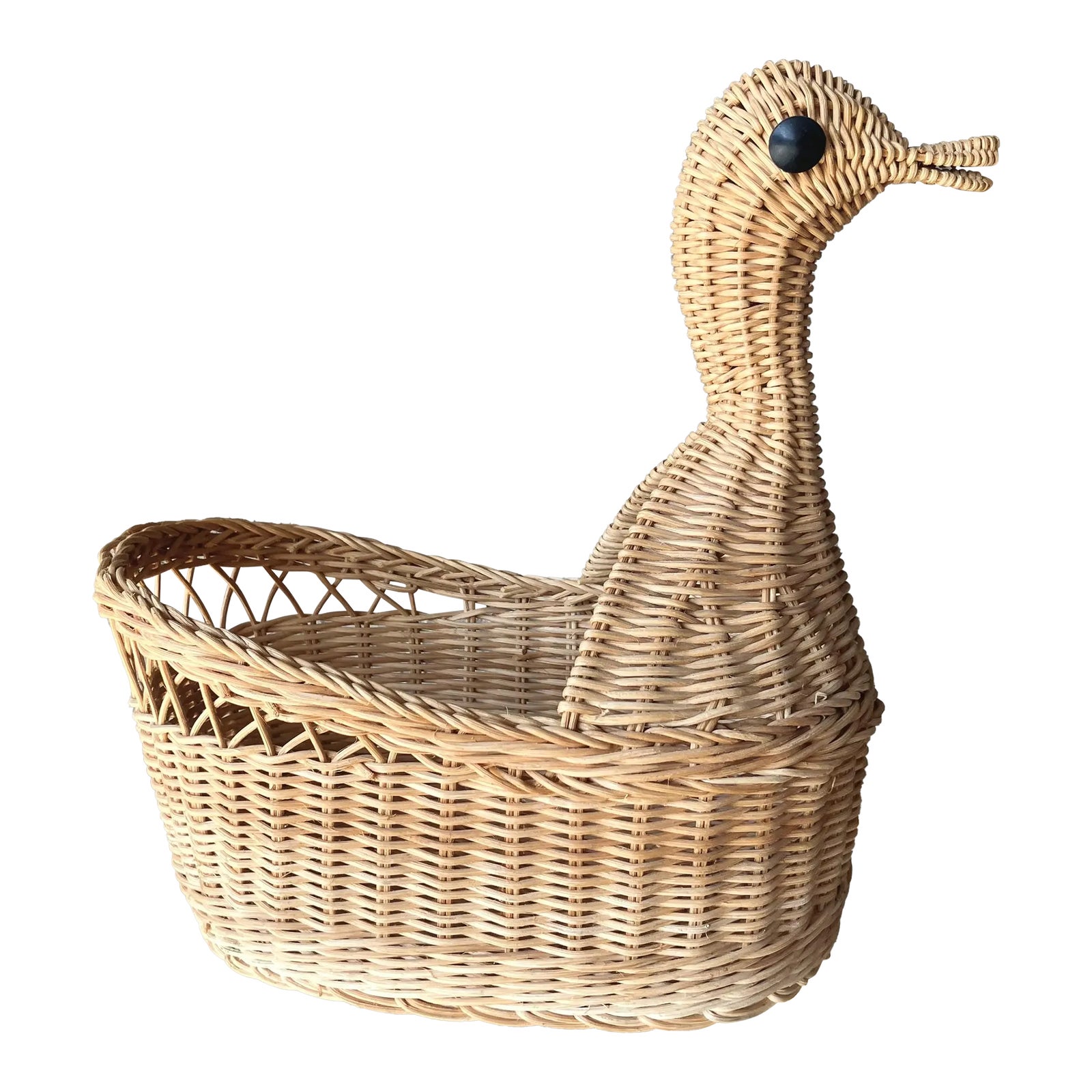 Whimsical Late 20th-Century Decorative Rattan Duck Storage Basket ...