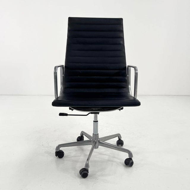 Black Leather Eames EA119 Desk Chair by Charles and Ray Eames for ICF ...