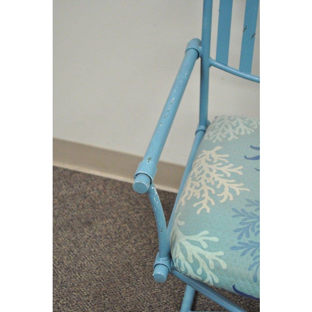 Vintage Hollywood Regency X-Form Blue Iron Curule Directors Armchairs ...