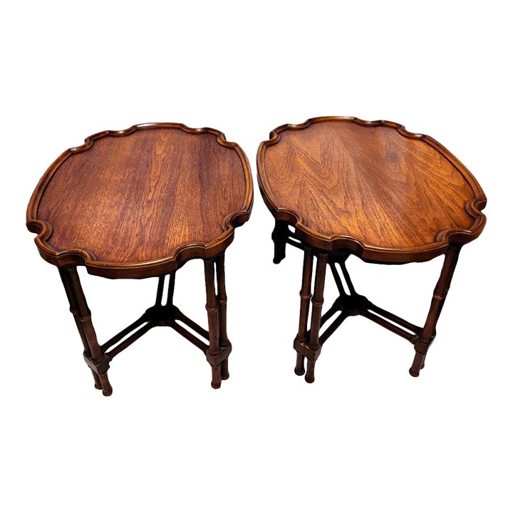 Pair Vintage Brandt Embassy Collection Turtle Top End Tables With Faux ...
