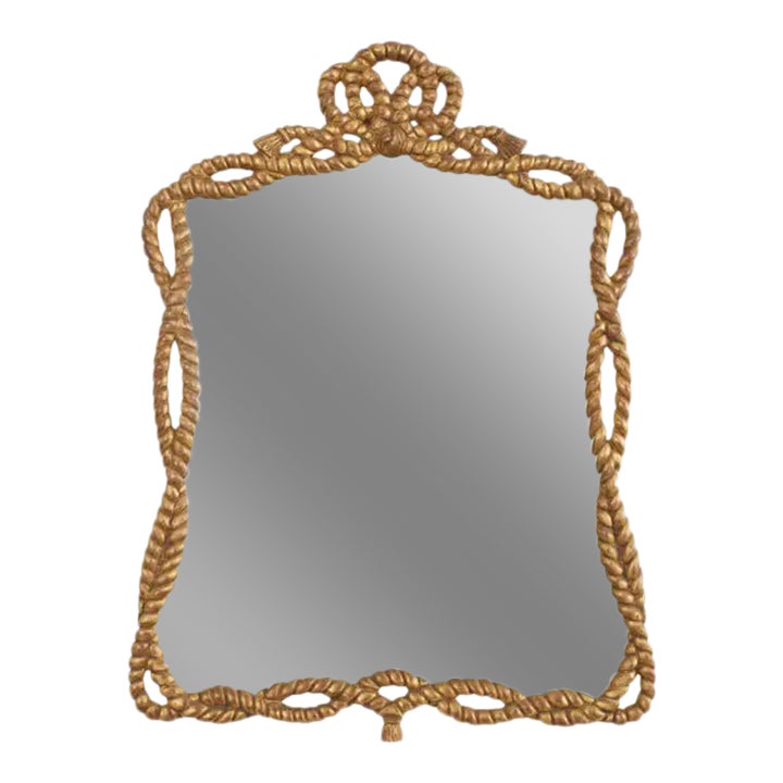 Napoleon III Style Carved Giltwood Rope Tassel Mirror | Chairish