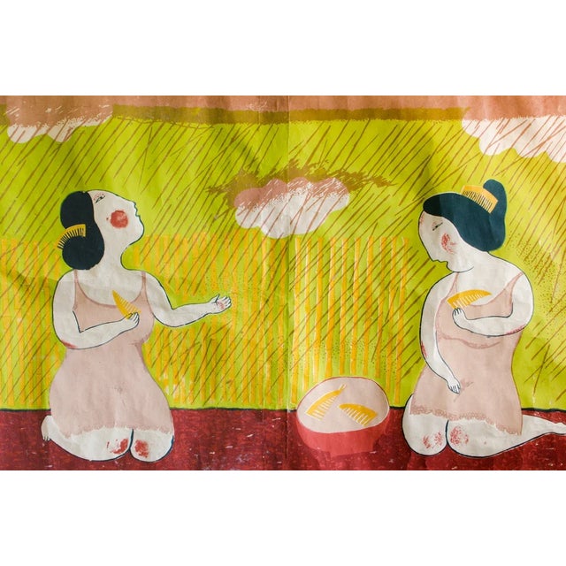 Vintage Original Mayumi Oda Signed Hand-Pulled Silkscreen, Rain on the ...