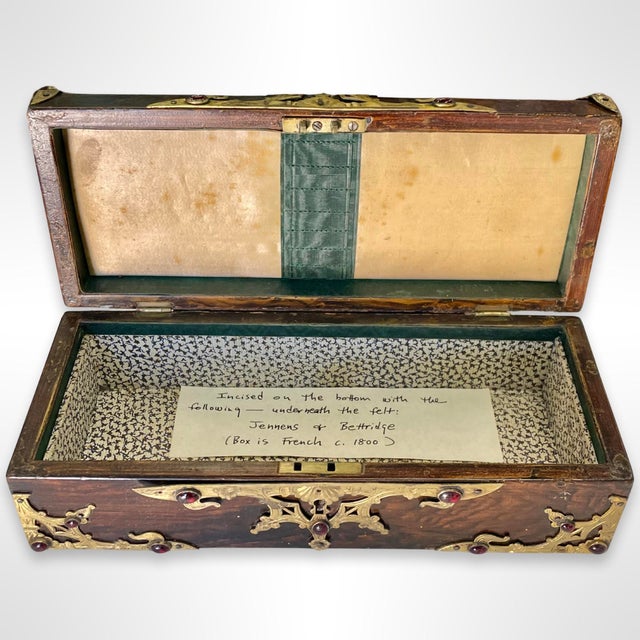 Antique English Gothic Revival Walnut & Bronze Sewing Box | Chairish