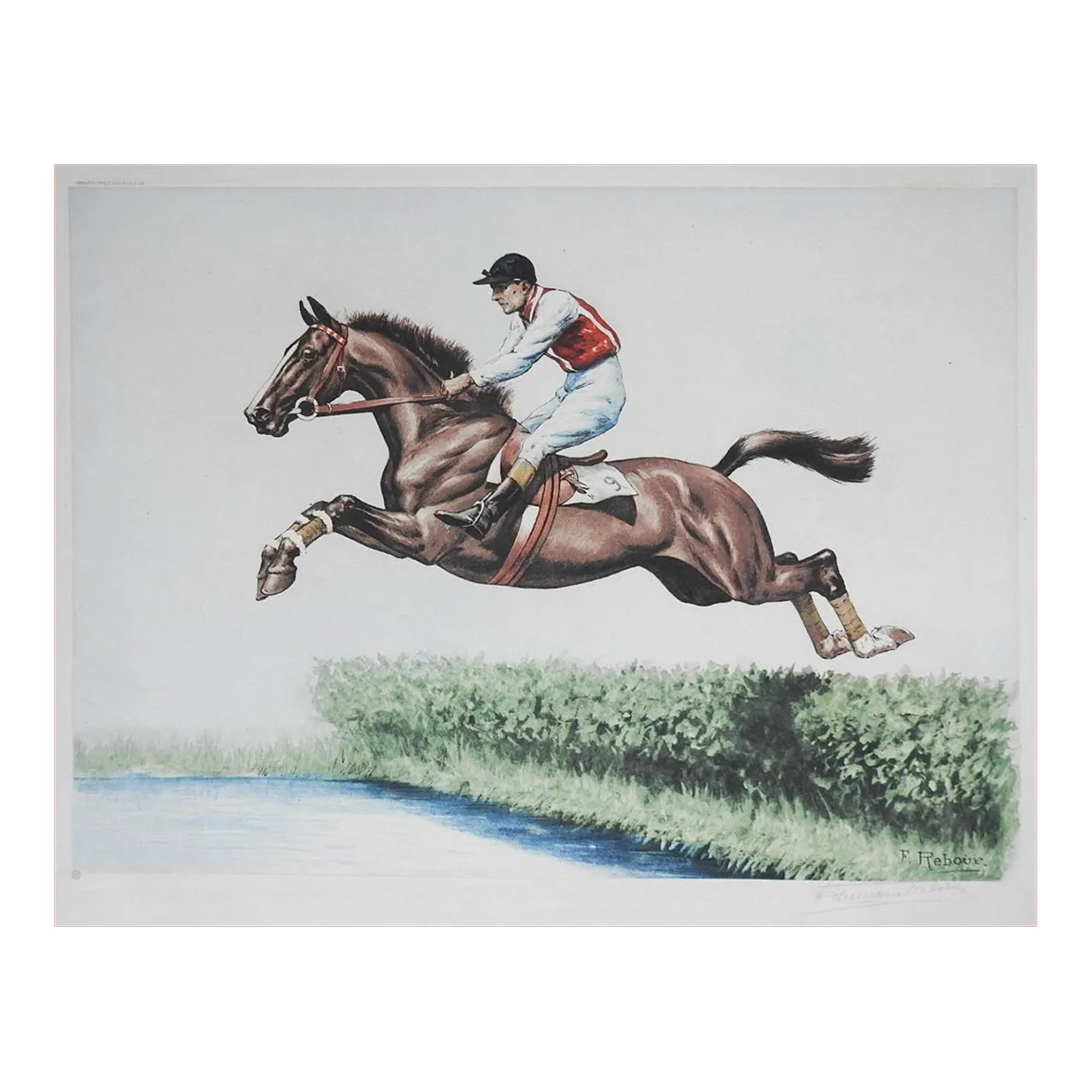 Early 20th Century Francisque Rebour Horse Race Steeplechasing Etching ...