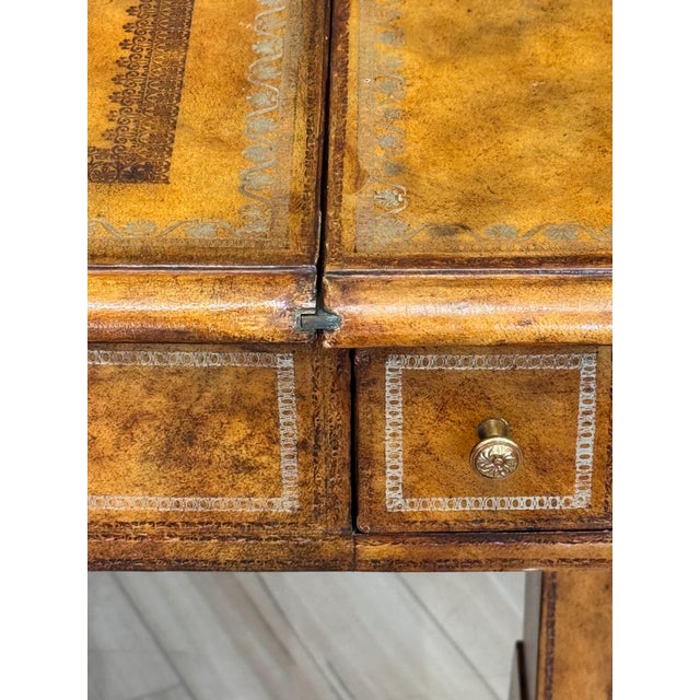 Mid-20th Century Tooled Leather-Clad Games Table | Chairish