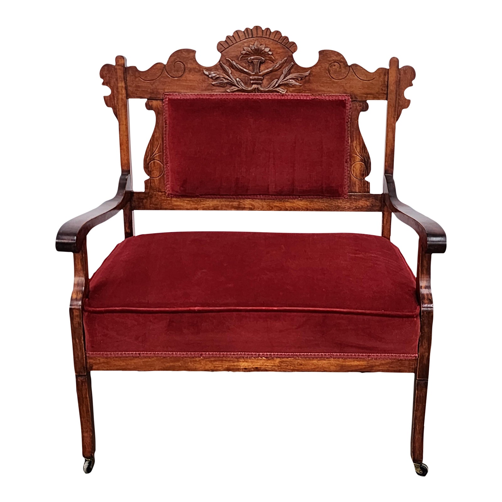 Mid 20th Century Victorian Style Parlor Rolling Bench | Chairish