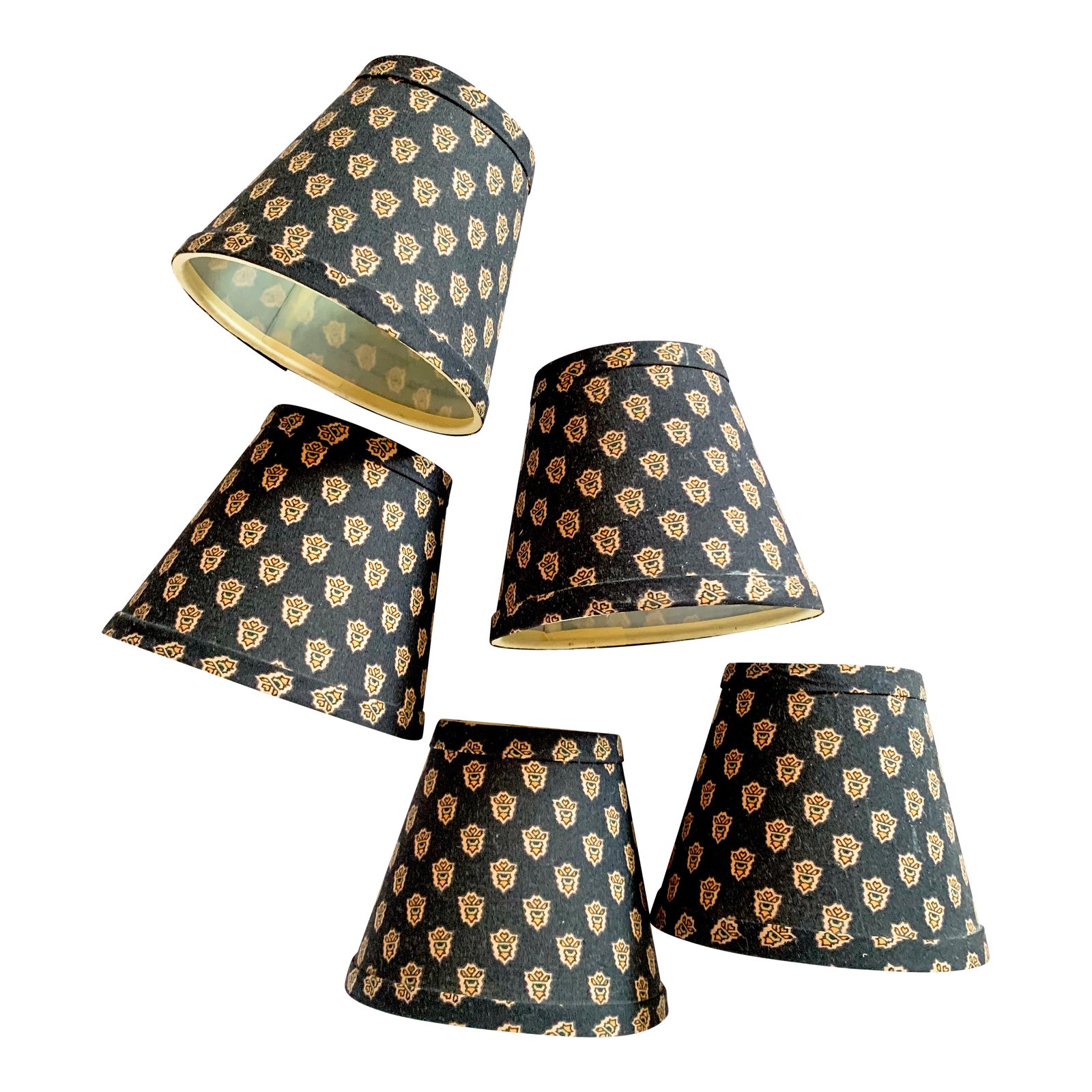 Vintage Block Print Chandelier Lamp Shades - Set of 5 | Chairish
