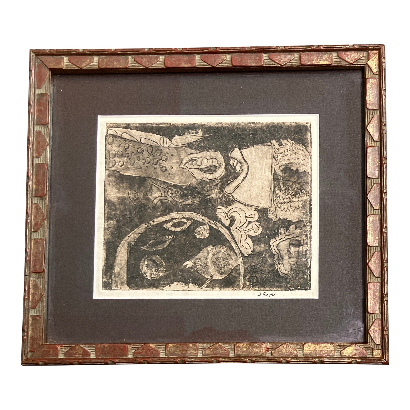 1980’s Original Small Abstract Fish Lithograph Signed J. Sager Original ...