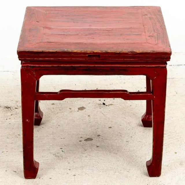 Red Lacquered Chinese Side Table | Chairish