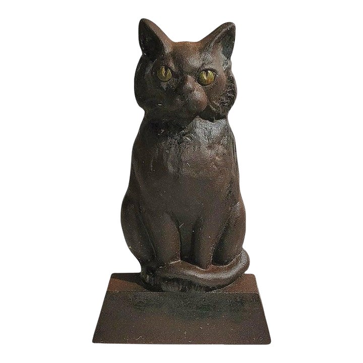 Early 20Thc Cast Iron Hubley Cat Door Stop | Chairish