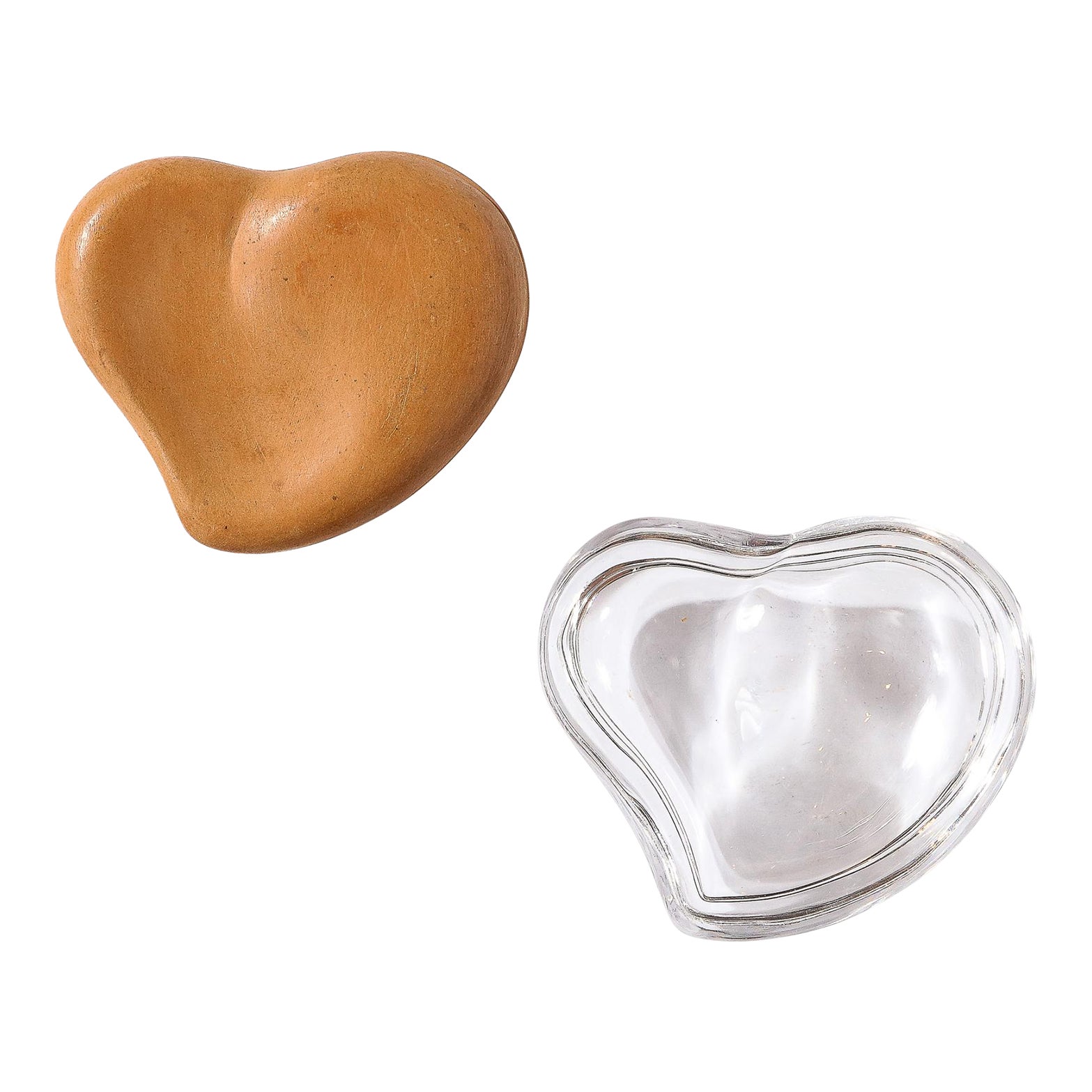 Heart Form Glass & Terra Cotta Trinket Boxes by Elsa Peretti for ...