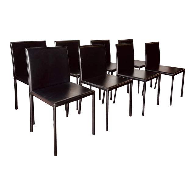 Calligaris Black Italian Leather Dining Chairs - S/6 | Chairish