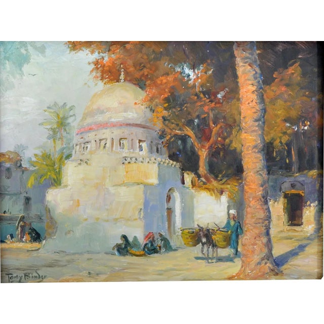 Antique Orientalist Painting, Cairo, Egypt, Oil on Panel, Tony Binder ...