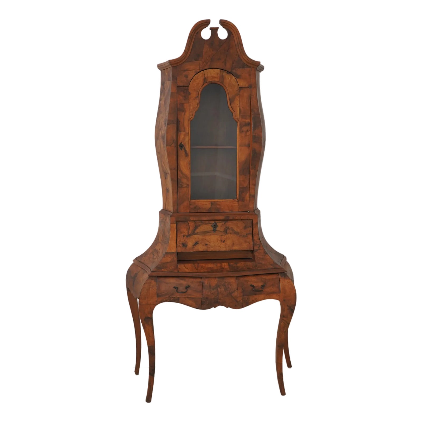 Italian Rococo Style Burl Olivewood Secretary Desk | Chairish