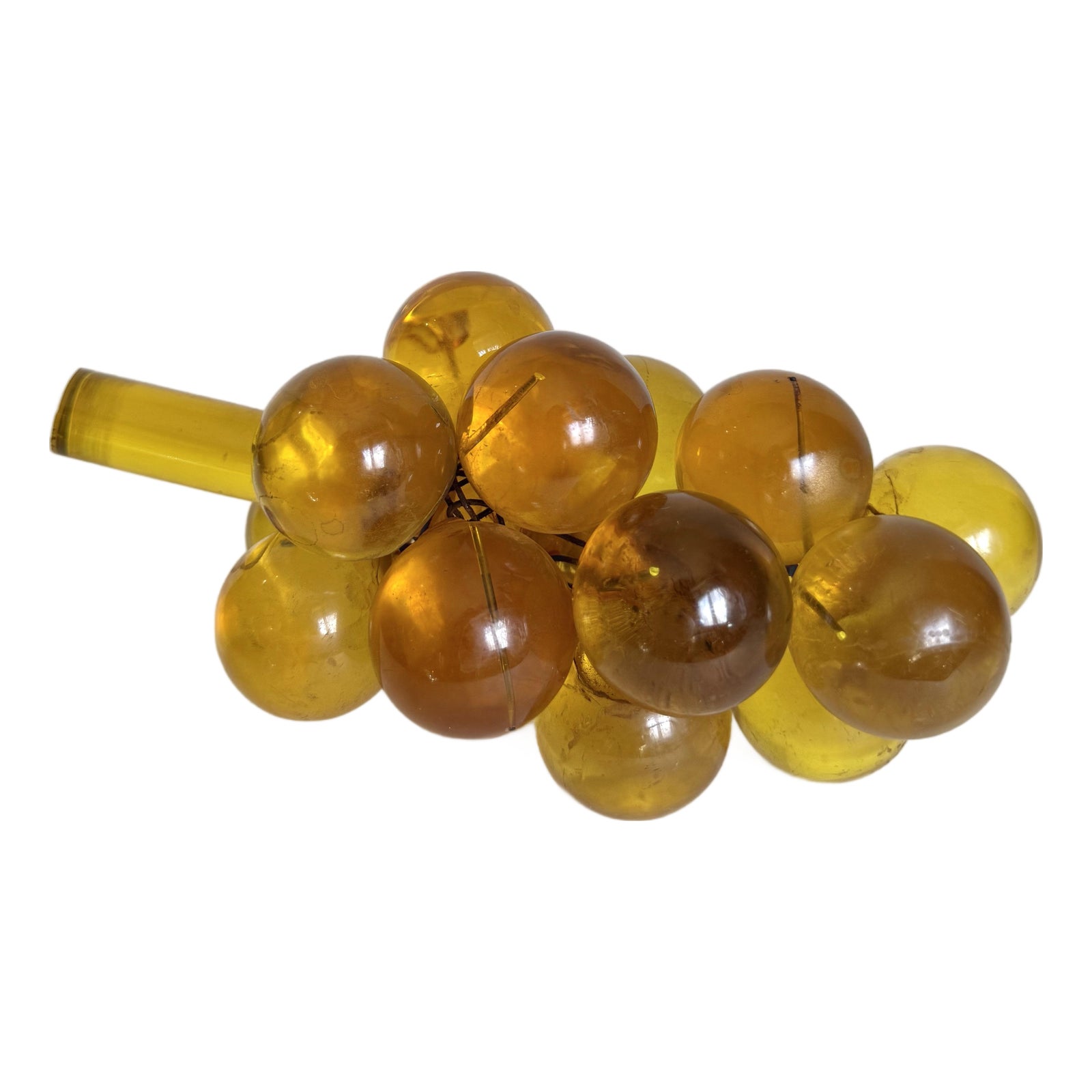 Mid-Century Modern Golden Yellow Lucite Grape Cluster Sculpture | Chairish