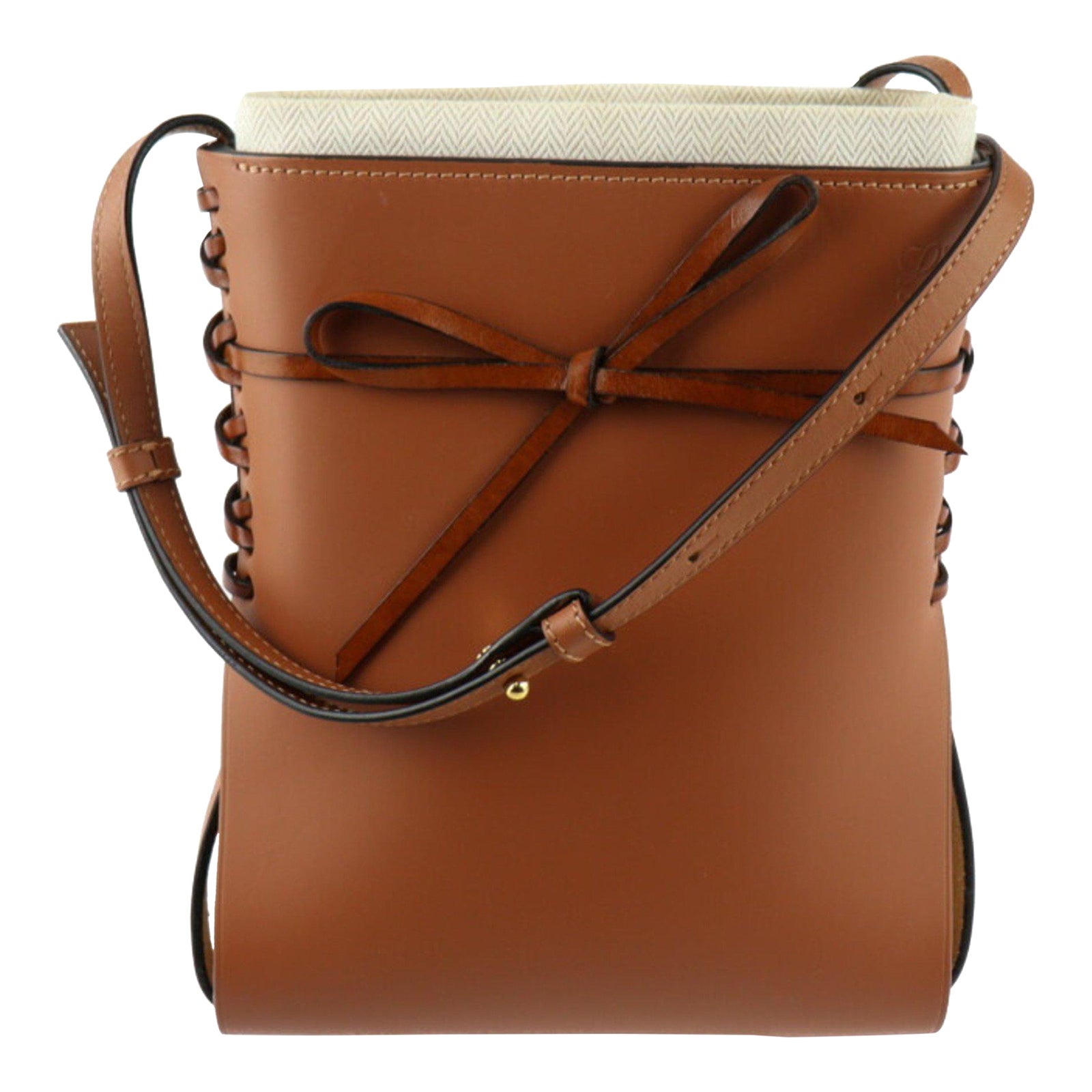 Loewe Ikebana Shoulder Bag A858I01X01 Calf Leather X Canvas Brown ...