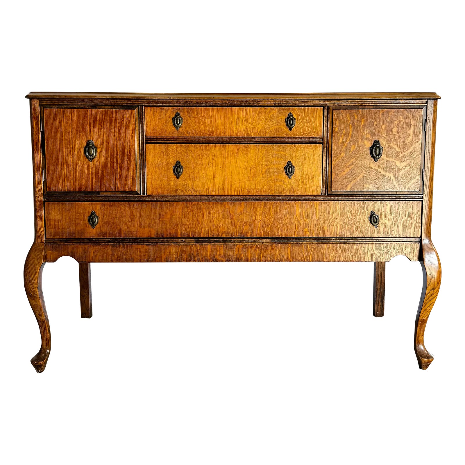 Antique Tiger Oak Sideboard/Buffet | Chairish