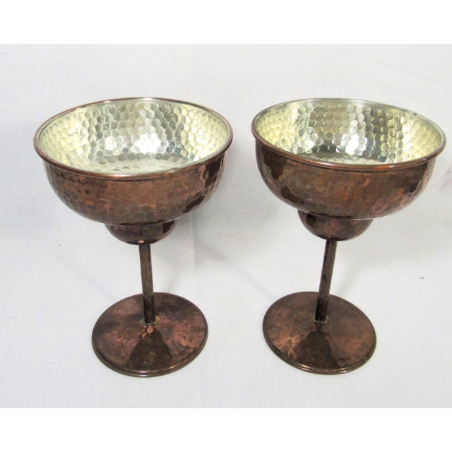 Vintage Pair of Istanbul Bakir Hammered Copper Goblets | Chairish
