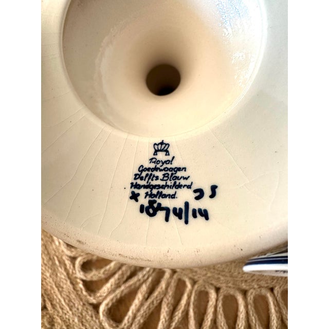 1970s Delft Blue Pottery Candle Holder Pair | Chairish