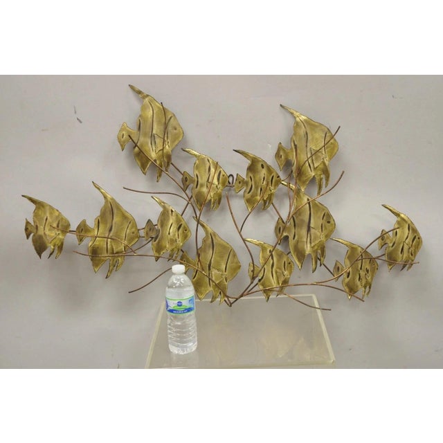 Vintage Bergasse Mid Century Modern Brass Metal "School of Fish" Wall ...