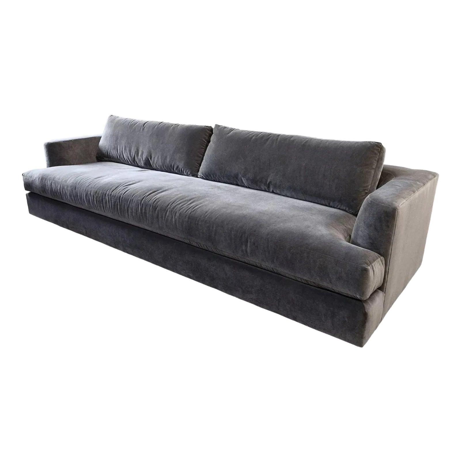 Maiden Home The Varick Contemporary Modern Slate Velvet Sofa | Chairish