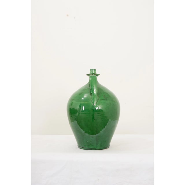 Italian Vintage Green Pottery Jug | Chairish