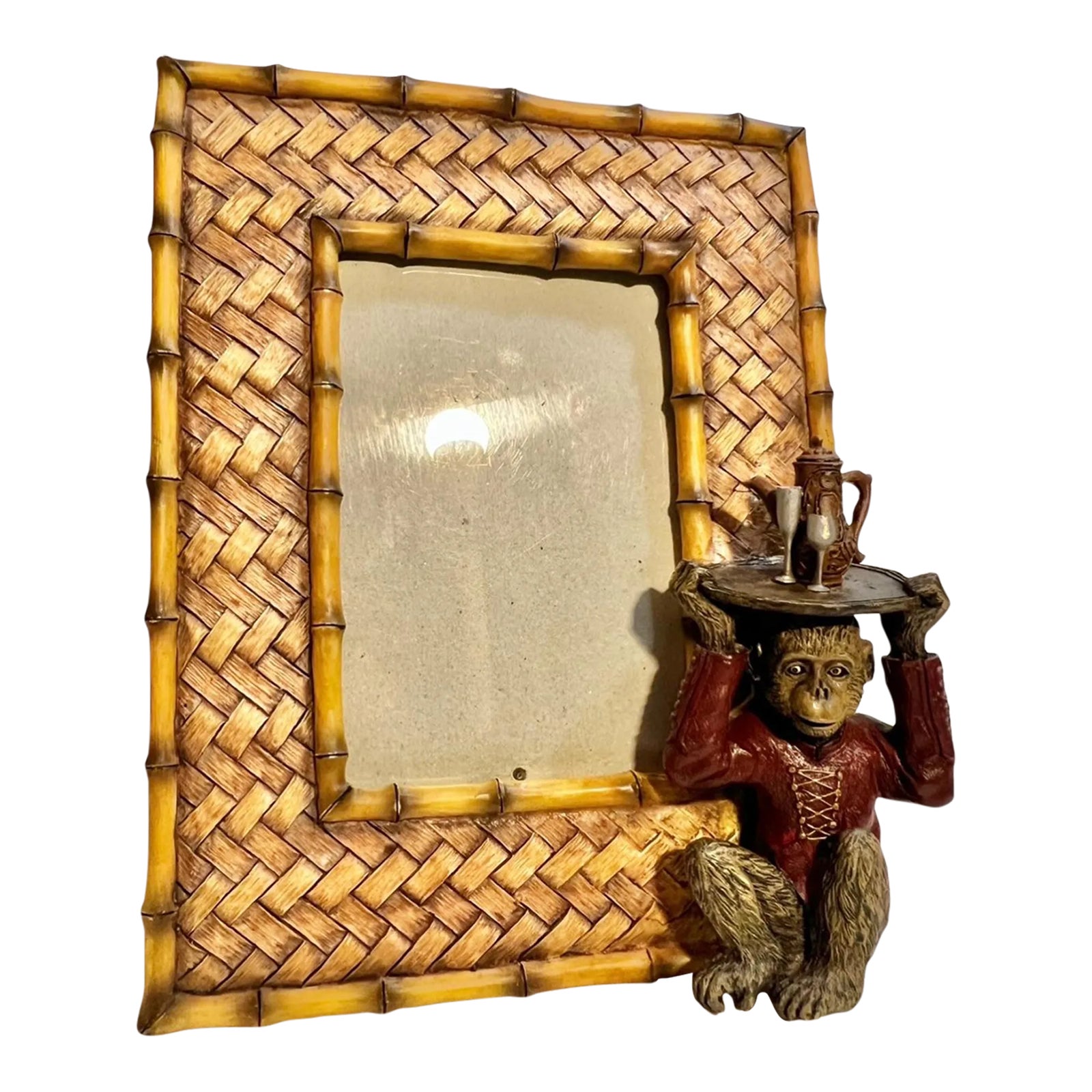 Palm Beach Regency Monkey Waiter Picture Frame With Faux Bamboo and ...