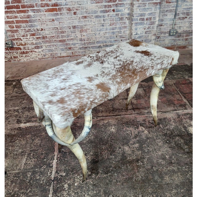 Horn & Cowhide Sofa Table or Console | Chairish