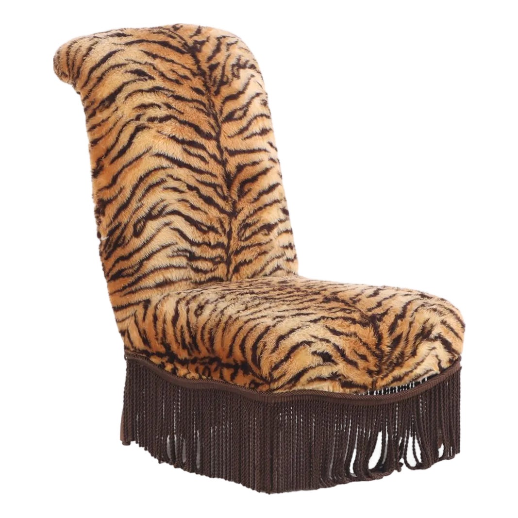 A French Lounge Chair With Faux Tiger Upholstery, 19th C. | Chairish
