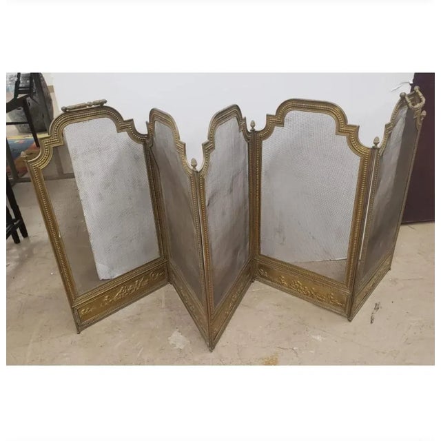 Antique Italian 5-Panel Brass Ornate Fireplace Screen, Circa 1890s ...