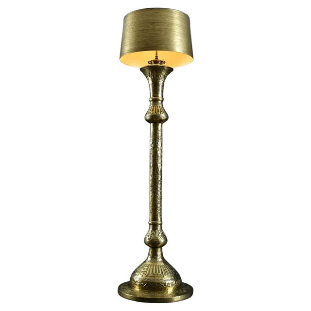 Ornate Gold Finish Hammered Brass Arabic Middle Eastern Floor Lamp ...