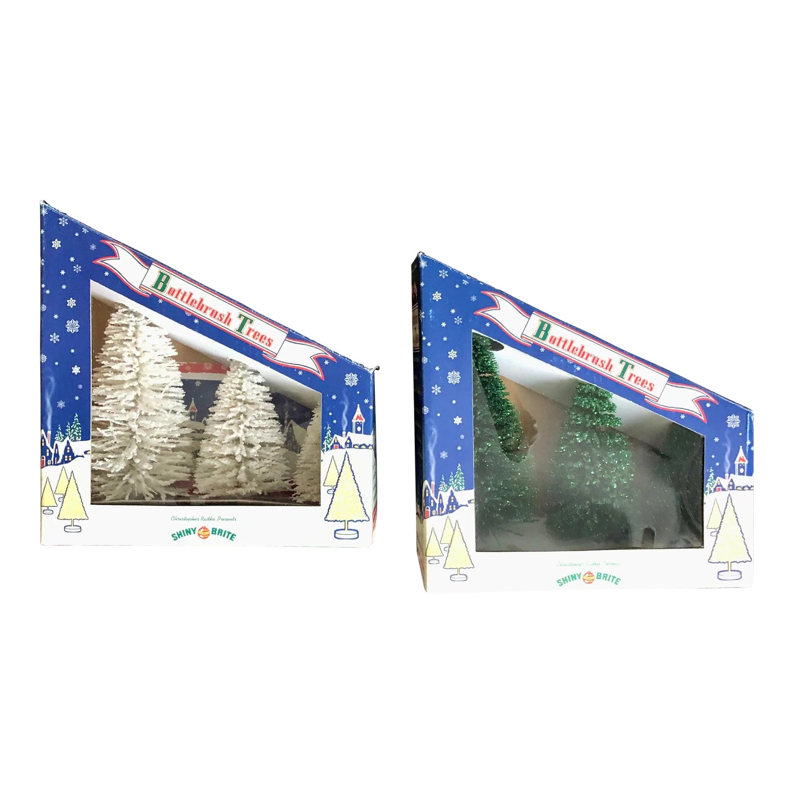 Mid 20th Century Christopher Radko Shiny Brite Bottle Brush Trees in ...