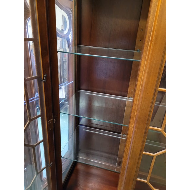 1980s Tall Chippendale Display Cabinet American Drew | Chairish