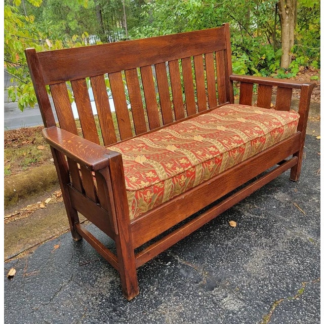 Antique Mission Tiger Oak Arts & Crafts Settee, or Sofa | Chairish