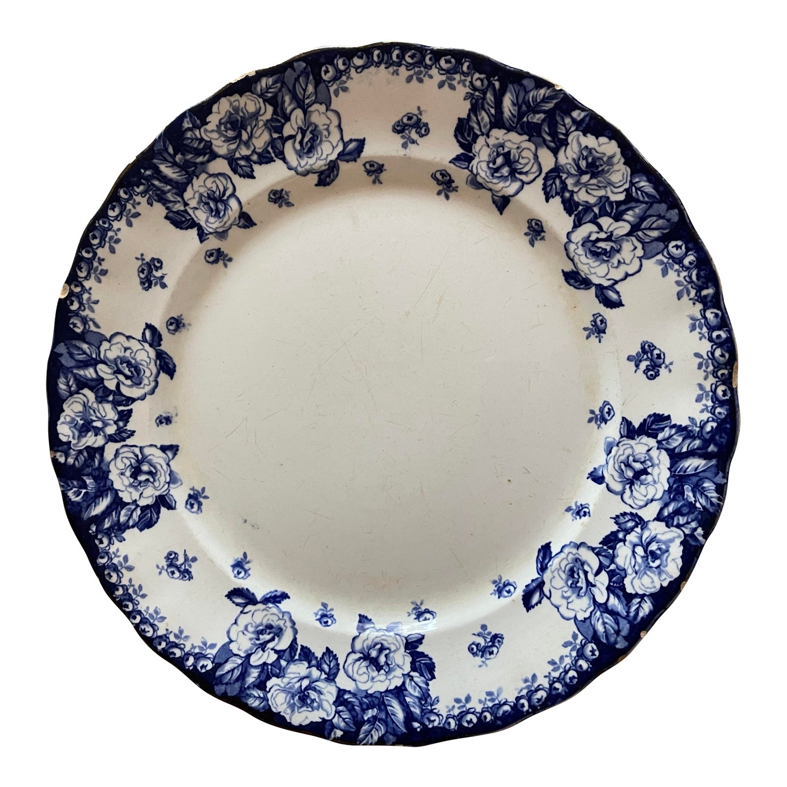 Antique Furnivals English Rose Flow Blue & White Plate Cobridge ...